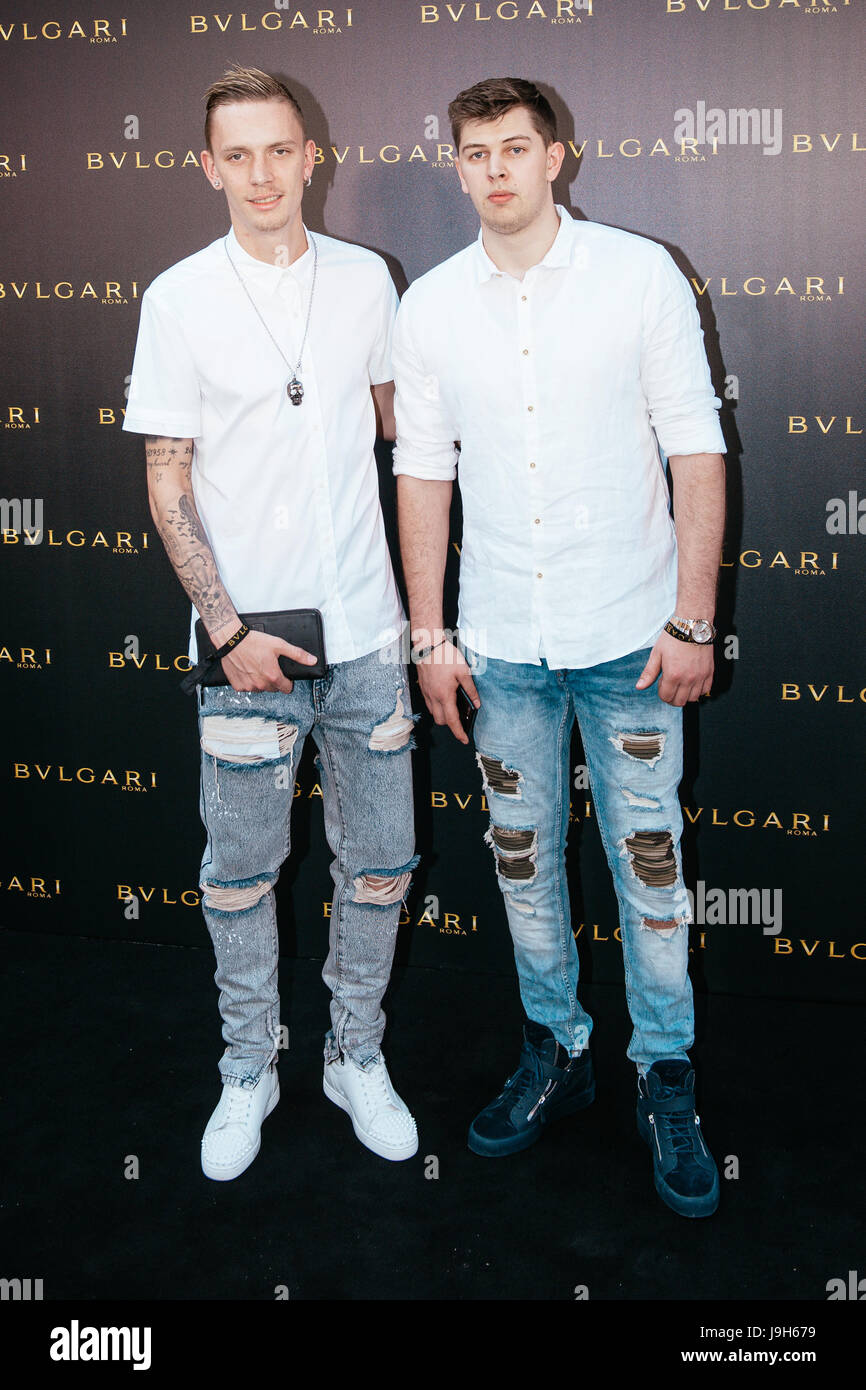 Football player Marius Wolf and Dante Ludwig during the Bulgari shop ...