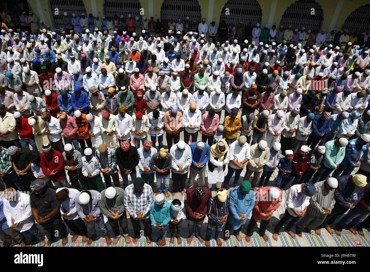 Kathmandu, Nepal. 2nd June, 2017. Nepalese Muslims offer prayers during ...