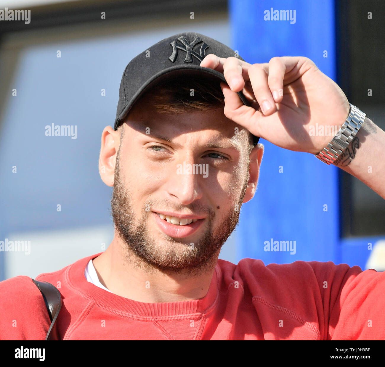 Goalkeeper Lukas Zima speaks to journalists before the Czech national ...