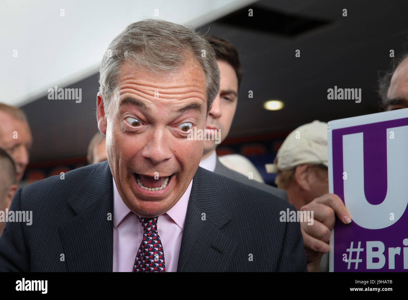 London, UK. 2nd June, 2017. Former leader of UKIP, Nigel Farage visits ...