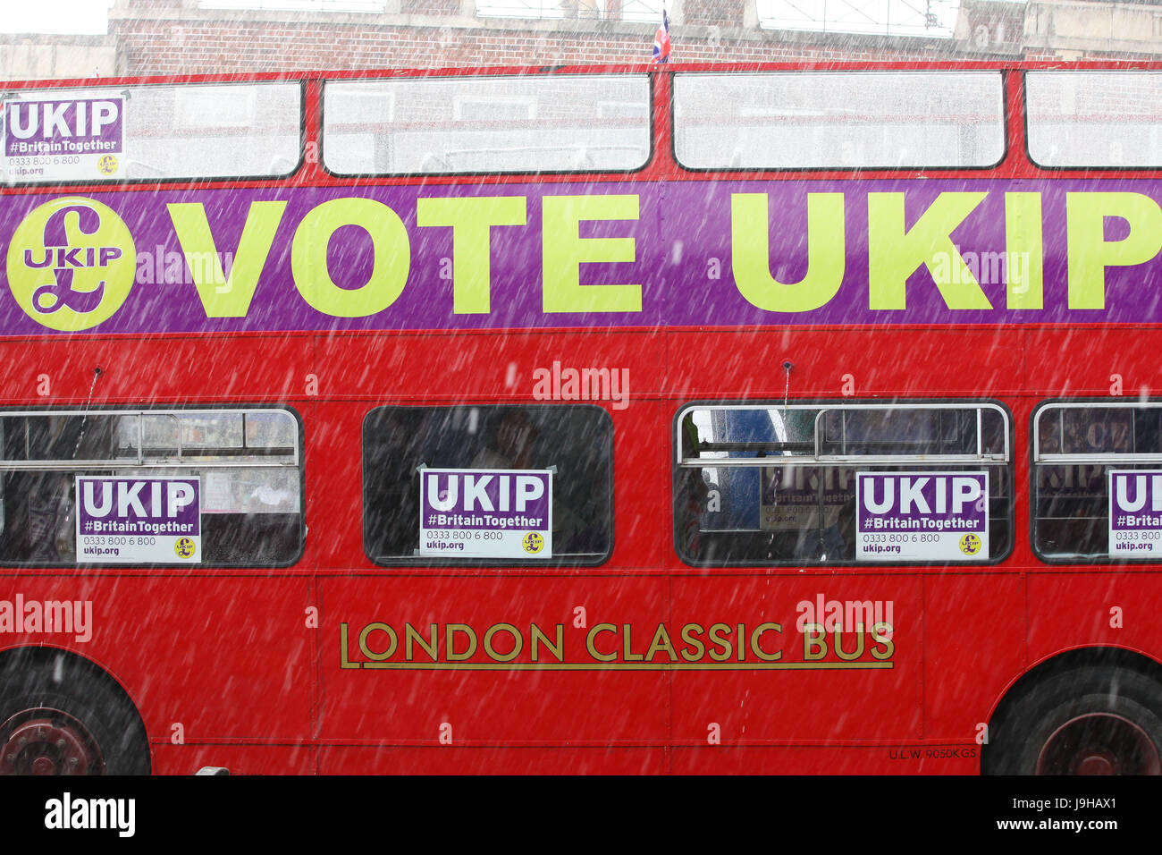 London, UK. 2nd June, 2017. UKIP's open top bus. Credit: Dinendra Haria ...