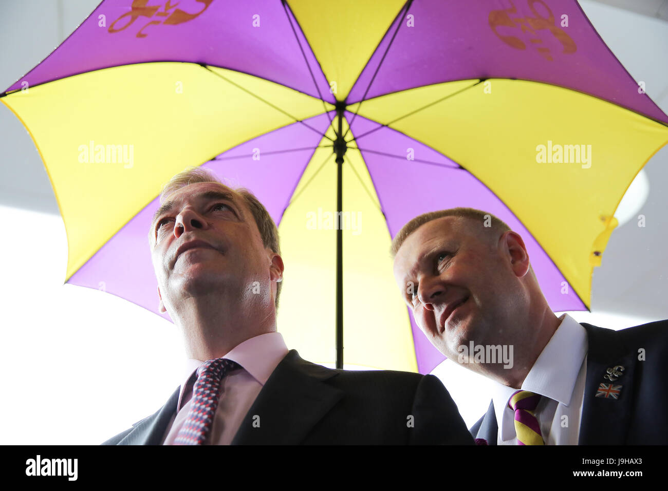 London, UK. 2nd June, 2017. Nigel Farage and Peter Harris UKIP ...