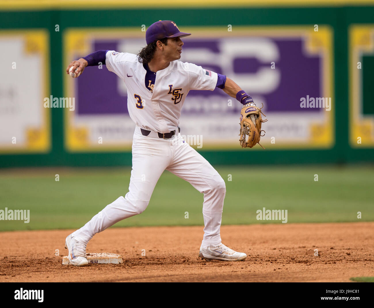 June 01, 2017: LSU infielder Kramer Robertson (3) warming up before the ...