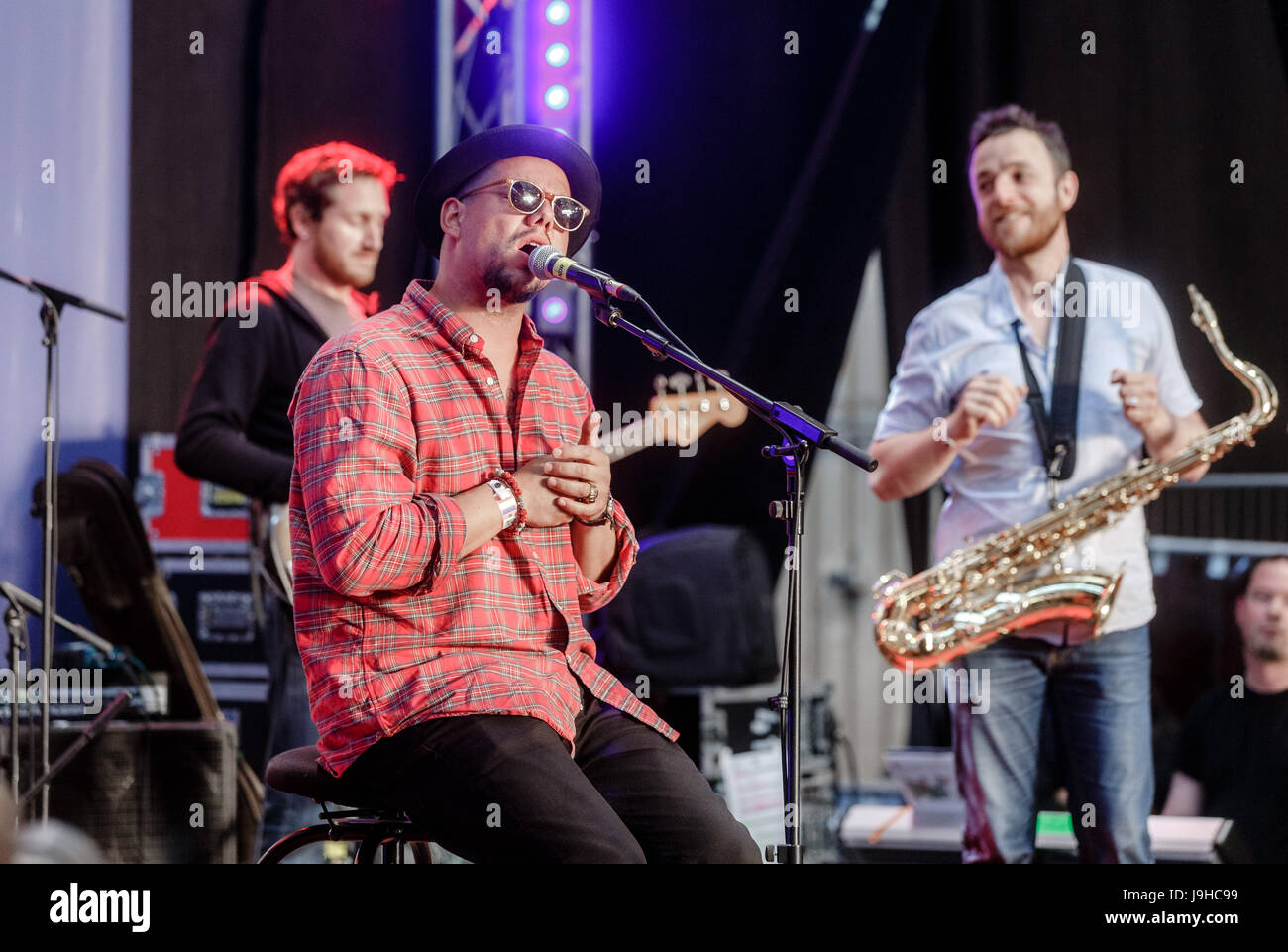 French artist Ben L'Oncle Soul perforsm on the grounds of the Blohm und ...
