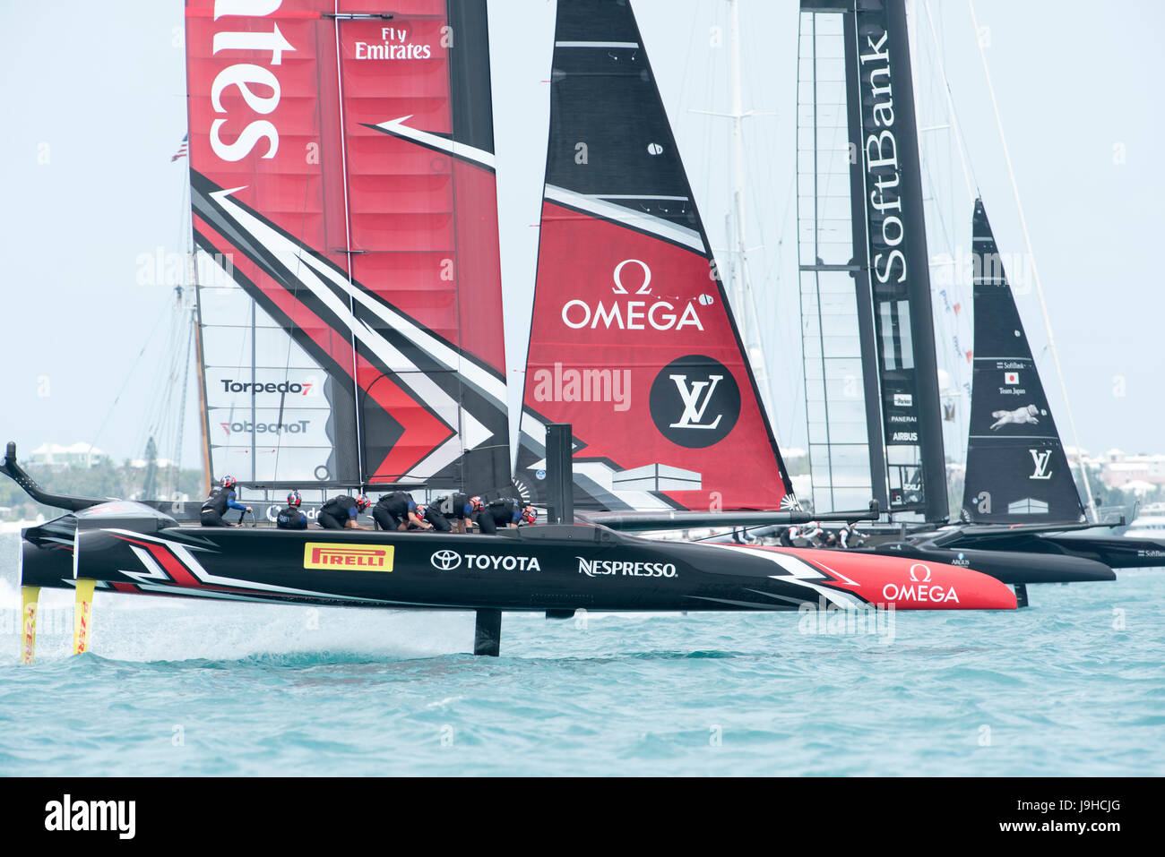 The Great Sound, Bermuda. 2nd June 2017. Emirates Team New Zealand lead ...