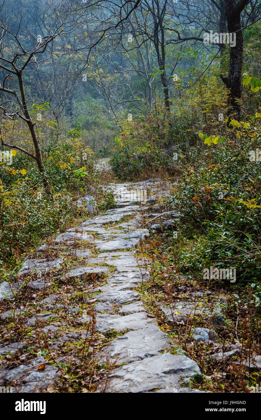The ancient stone path in the mountain Stock Photo - Alamy