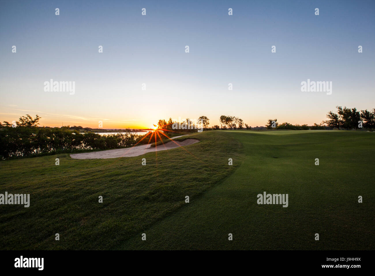 Sunset at Golf course, Old American Golf Club, Dallas, Tx Stock Photo ...