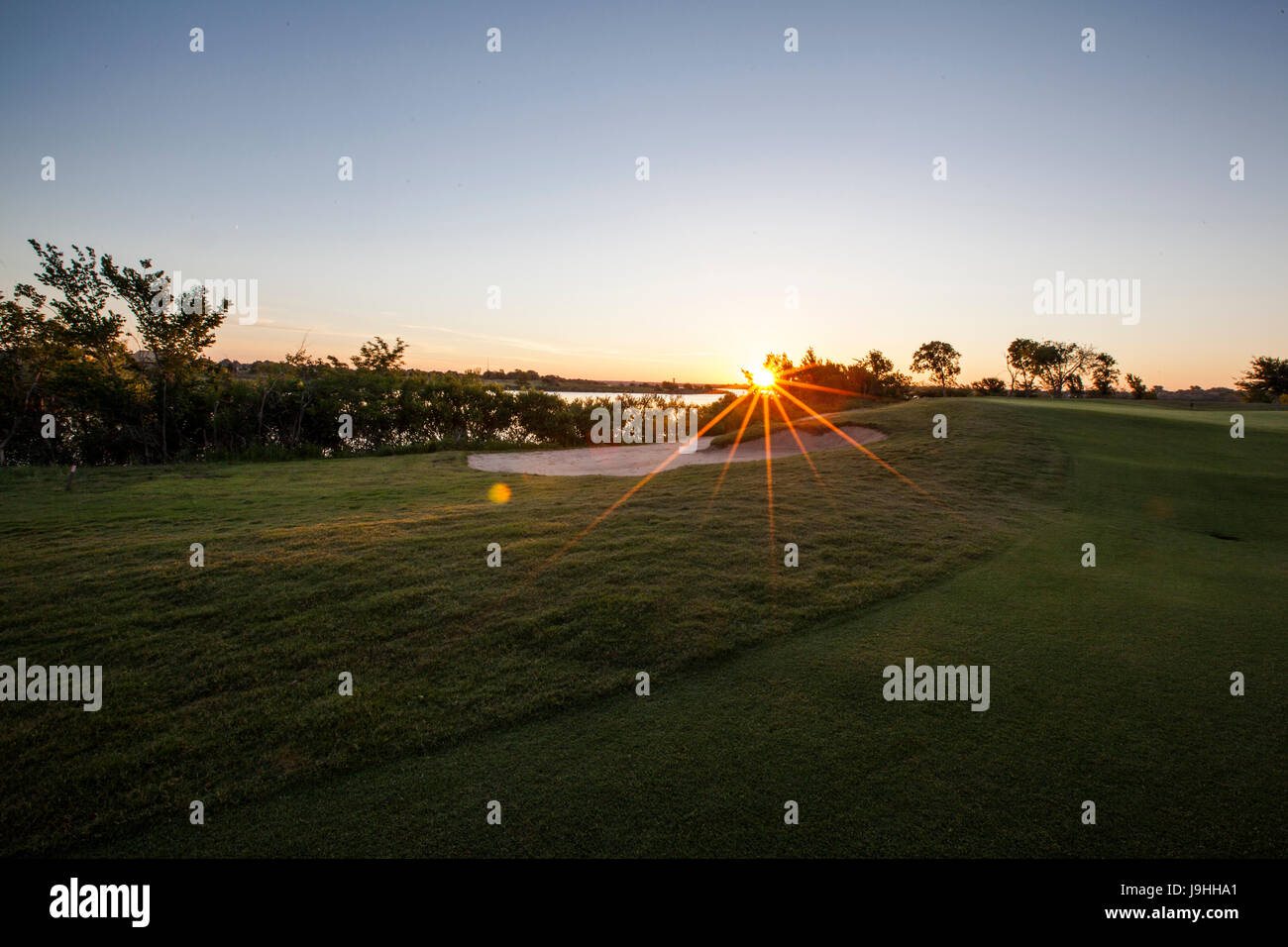 Sunset at Golf course, Old American Golf Club, Dallas, Tx Stock Photo ...