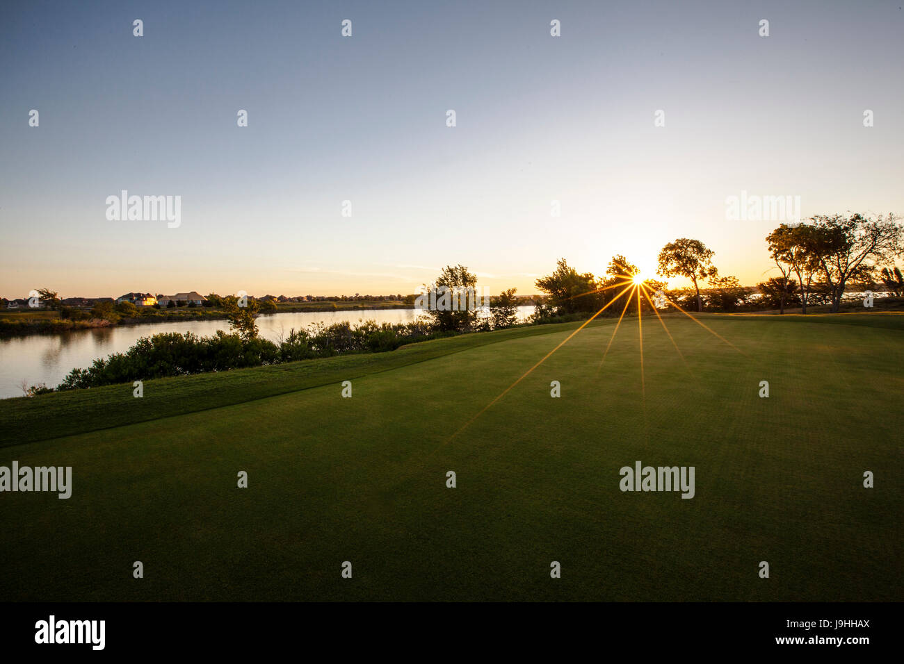 Sunset at Golf course, Old American Golf Club, Dallas, Tx Stock Photo ...
