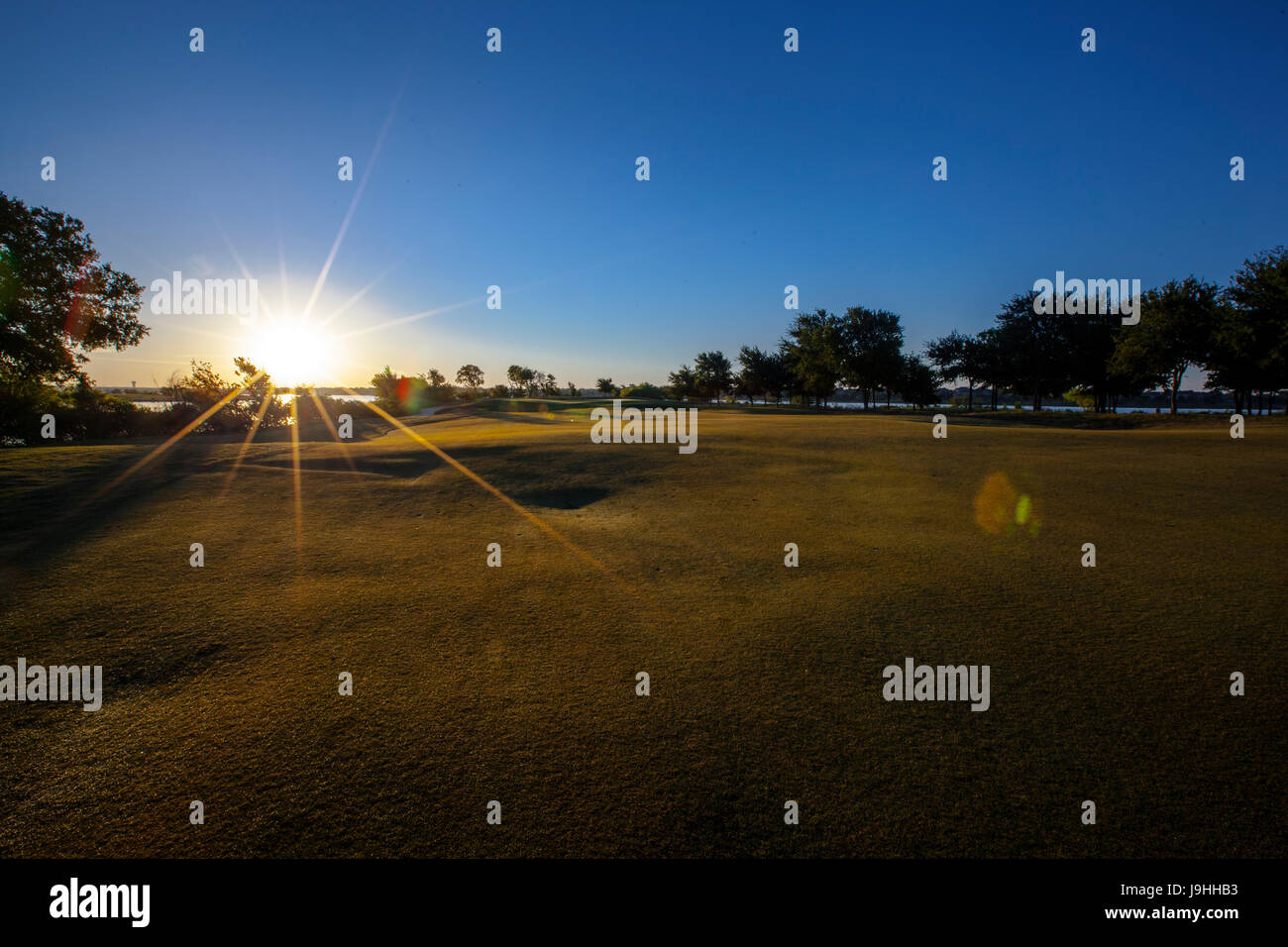 Sunset at Golf course, Old American Golf Club, Dallas, Tx Stock Photo ...