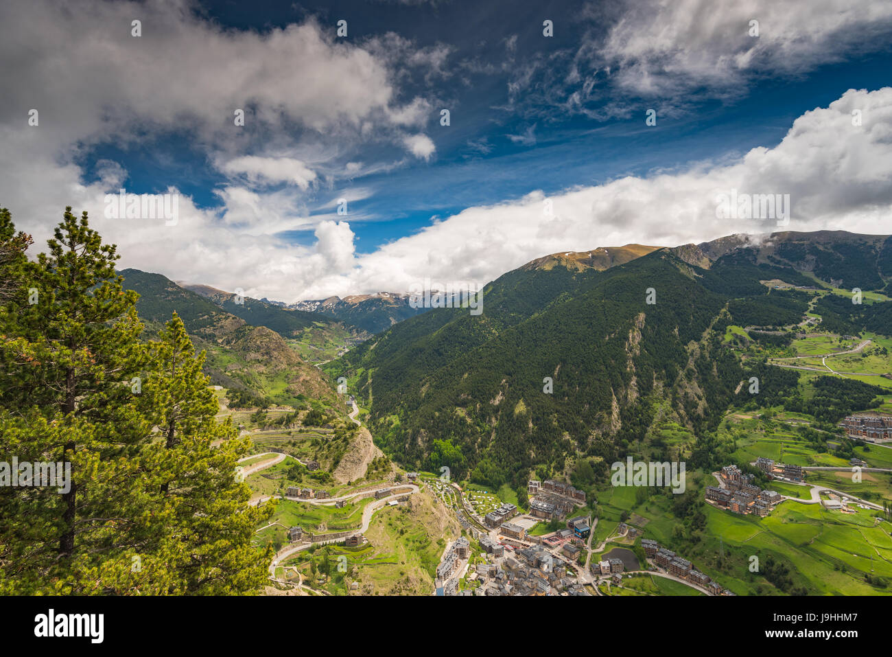 Panoramic vista over village and mountains in Andorra Stock Photo - Alamy