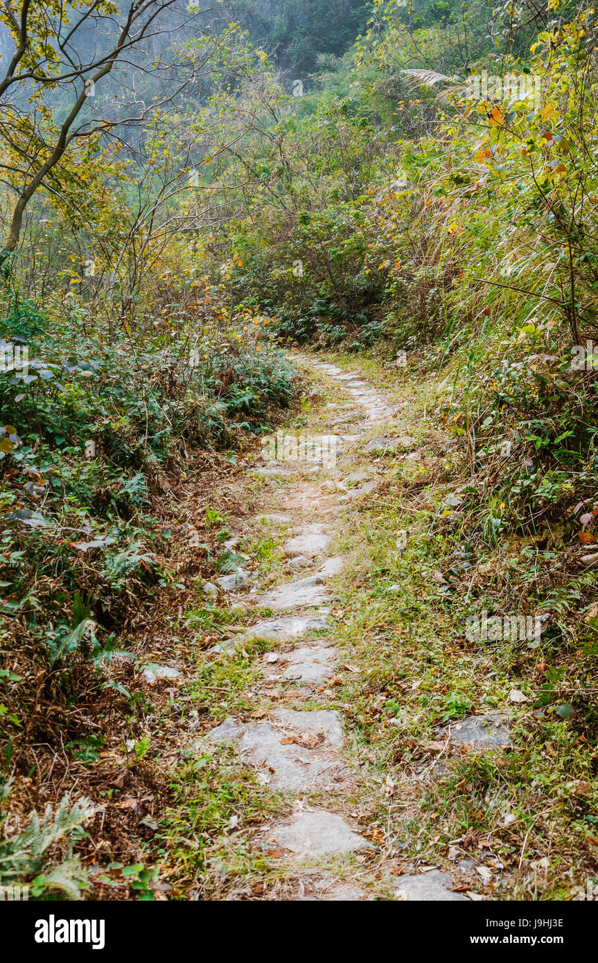The ancient stone path in the mountain Stock Photo - Alamy
