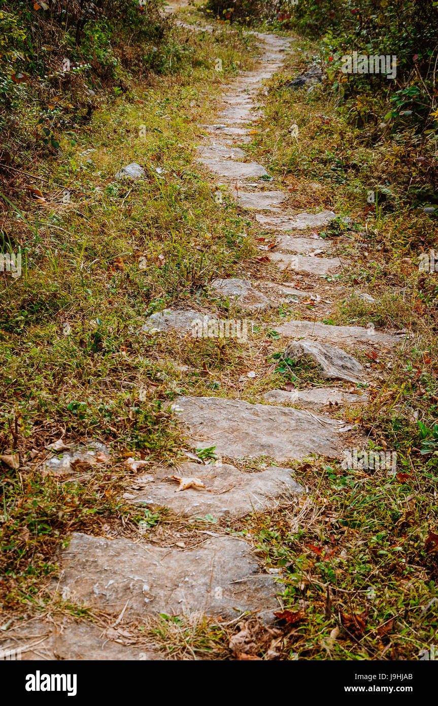 The ancient stone path in the mountain Stock Photo - Alamy