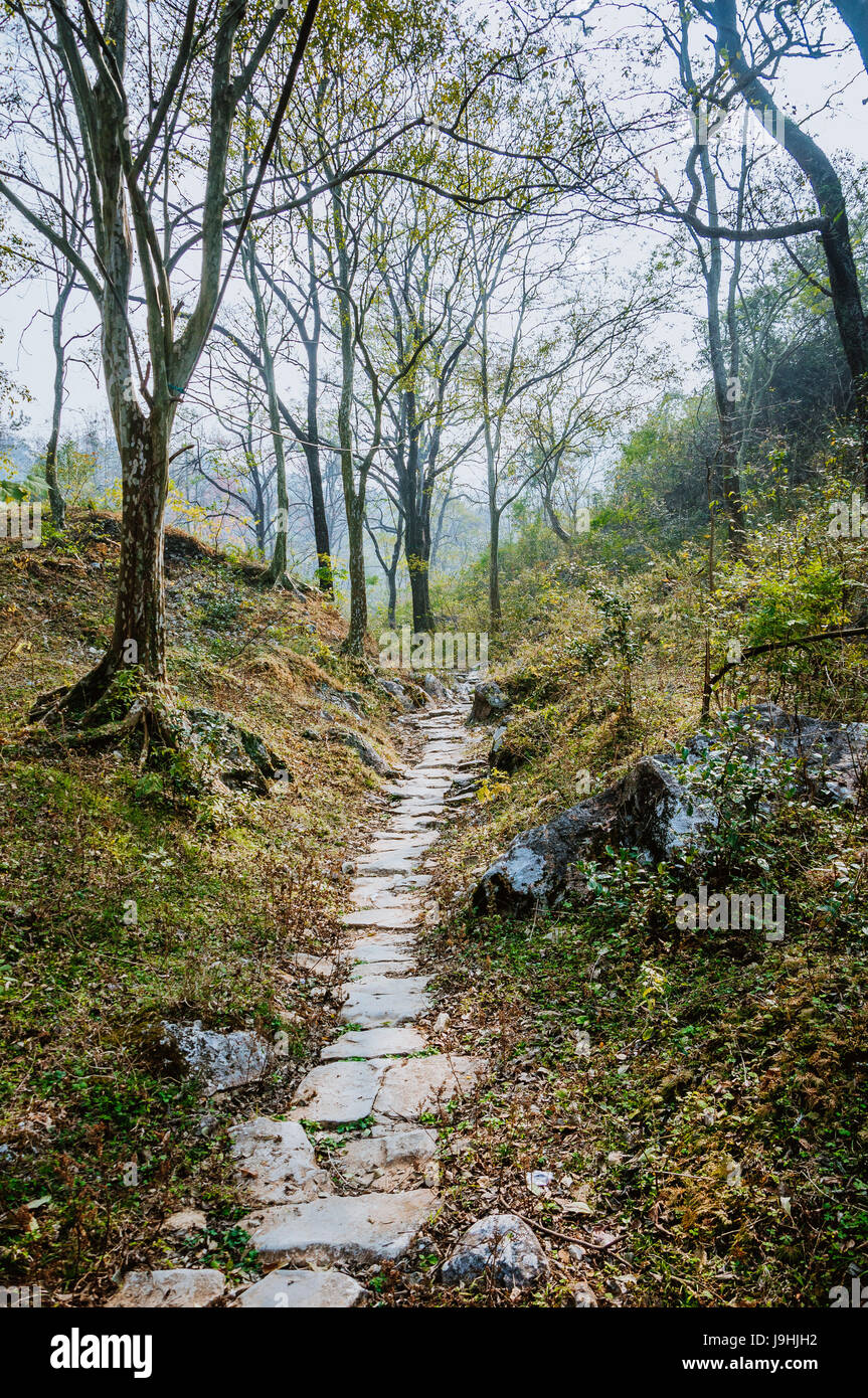 The ancient stone path in the mountain Stock Photo - Alamy