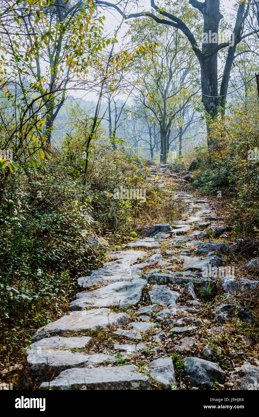 The ancient stone path in the mountain Stock Photo - Alamy