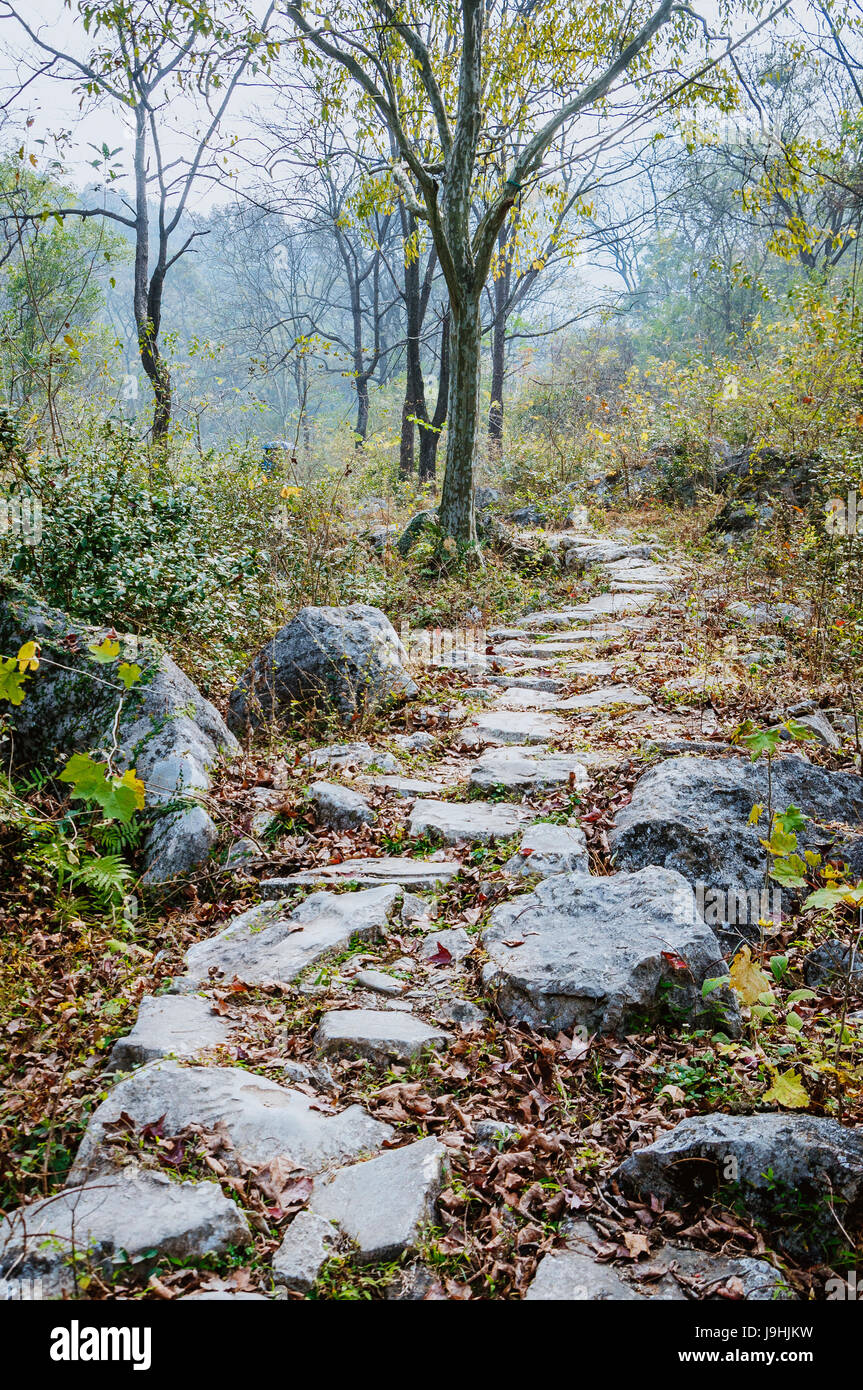 The ancient stone path in the mountain Stock Photo - Alamy