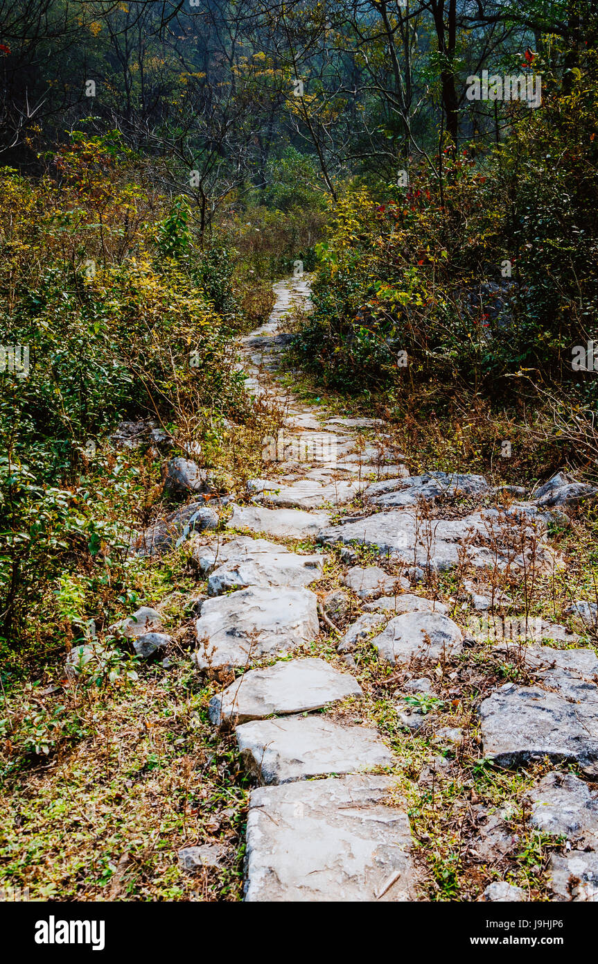 The ancient stone path in the mountain Stock Photo - Alamy