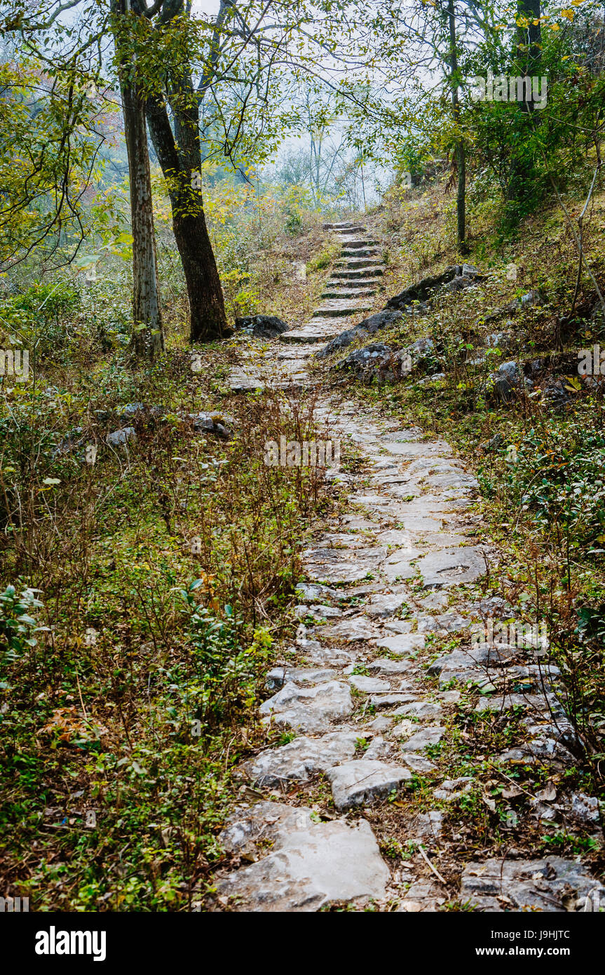 The ancient stone path in the mountain Stock Photo - Alamy