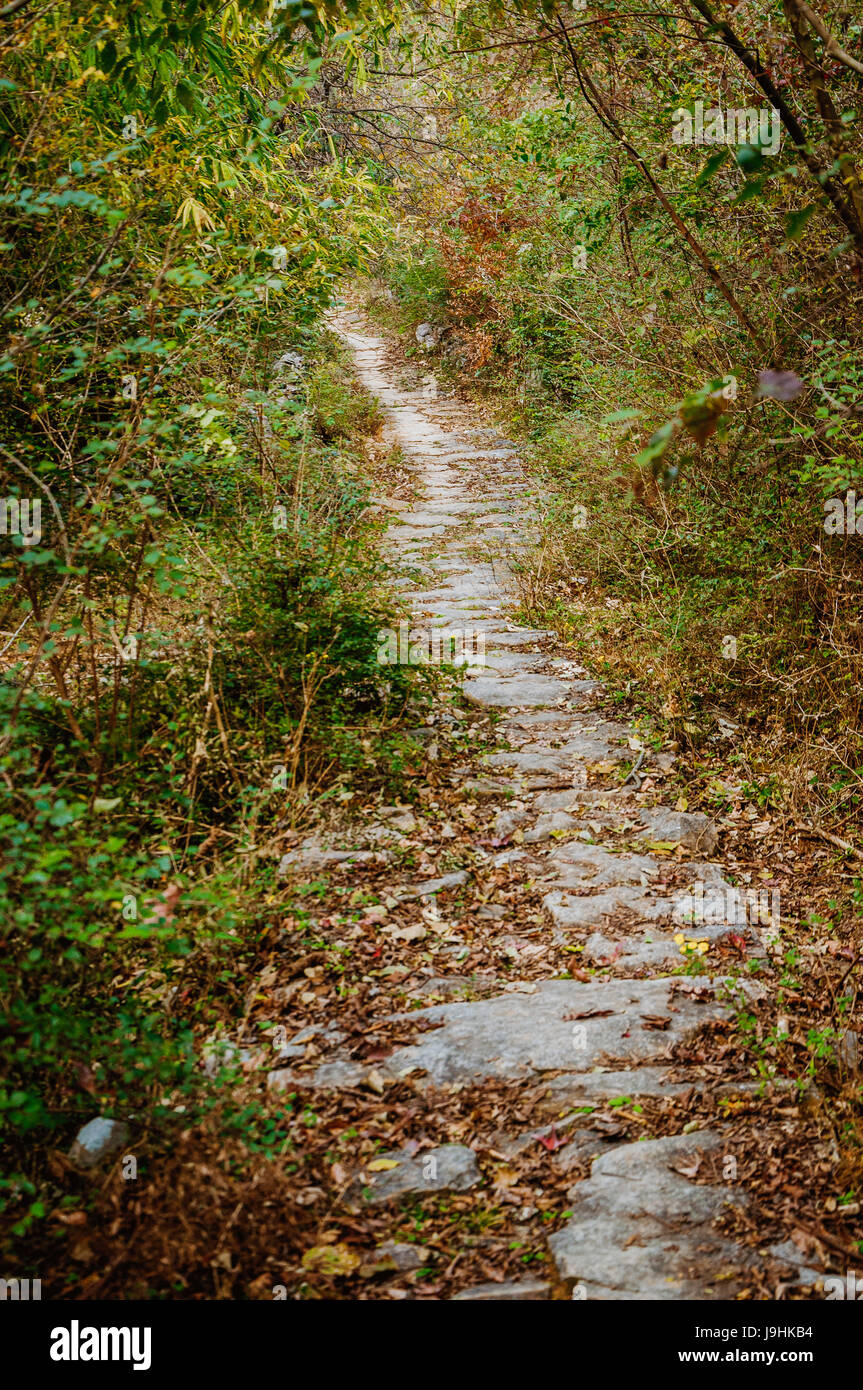 The ancient stone path in the mountain Stock Photo - Alamy