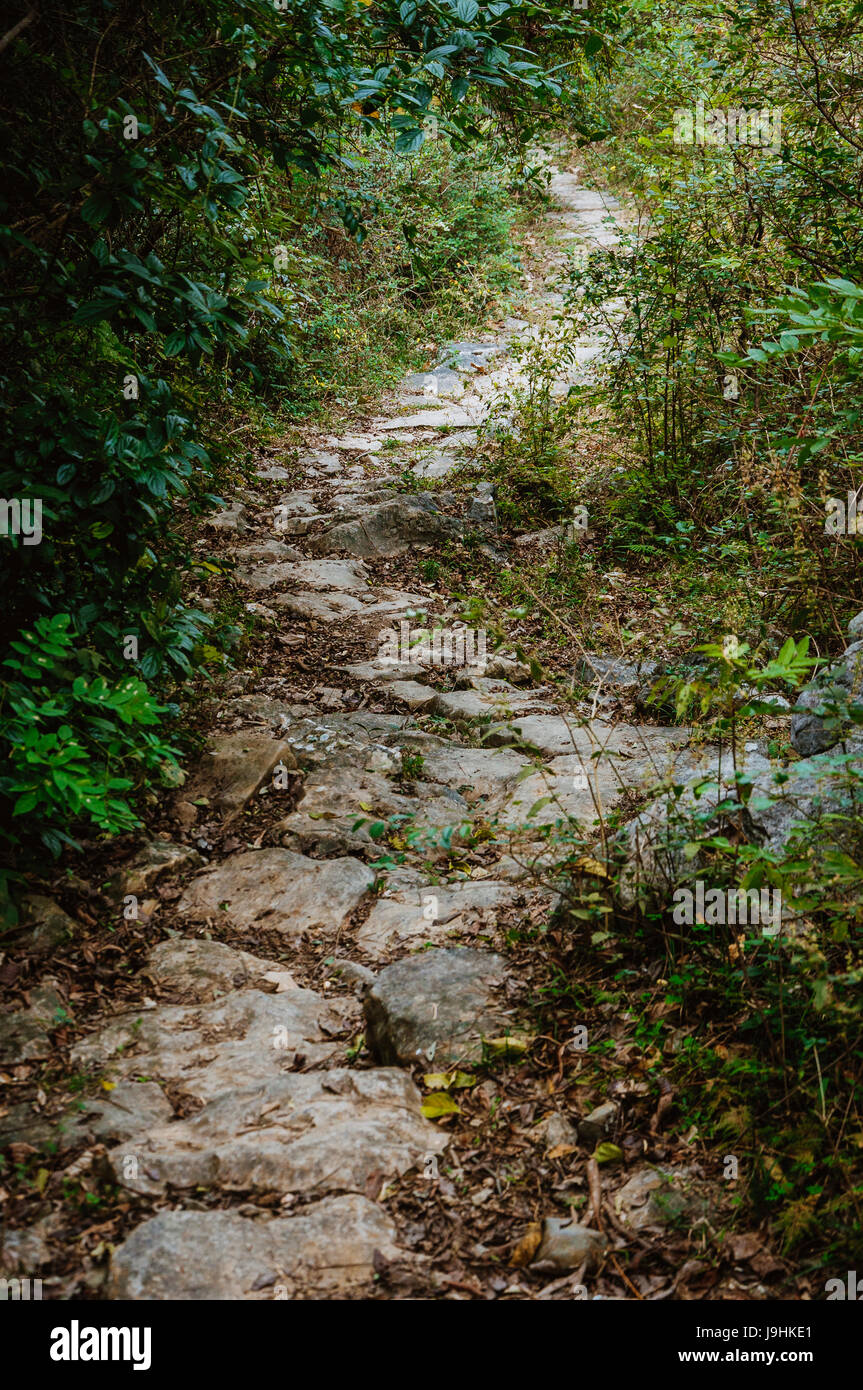 The ancient stone path in the mountain Stock Photo - Alamy