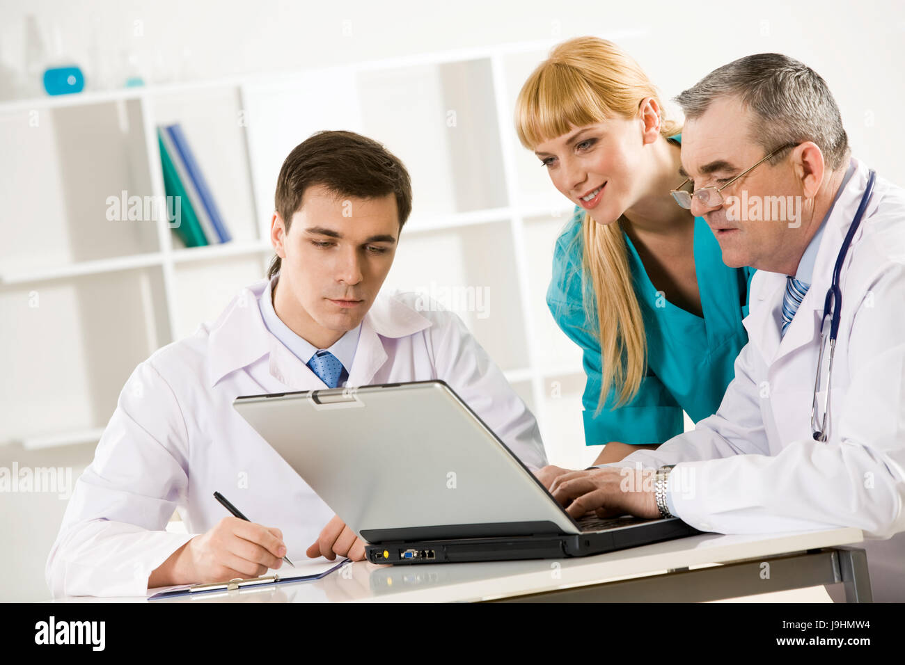 doctor, physician, medic, medical practicioner, woman, blue, humans ...