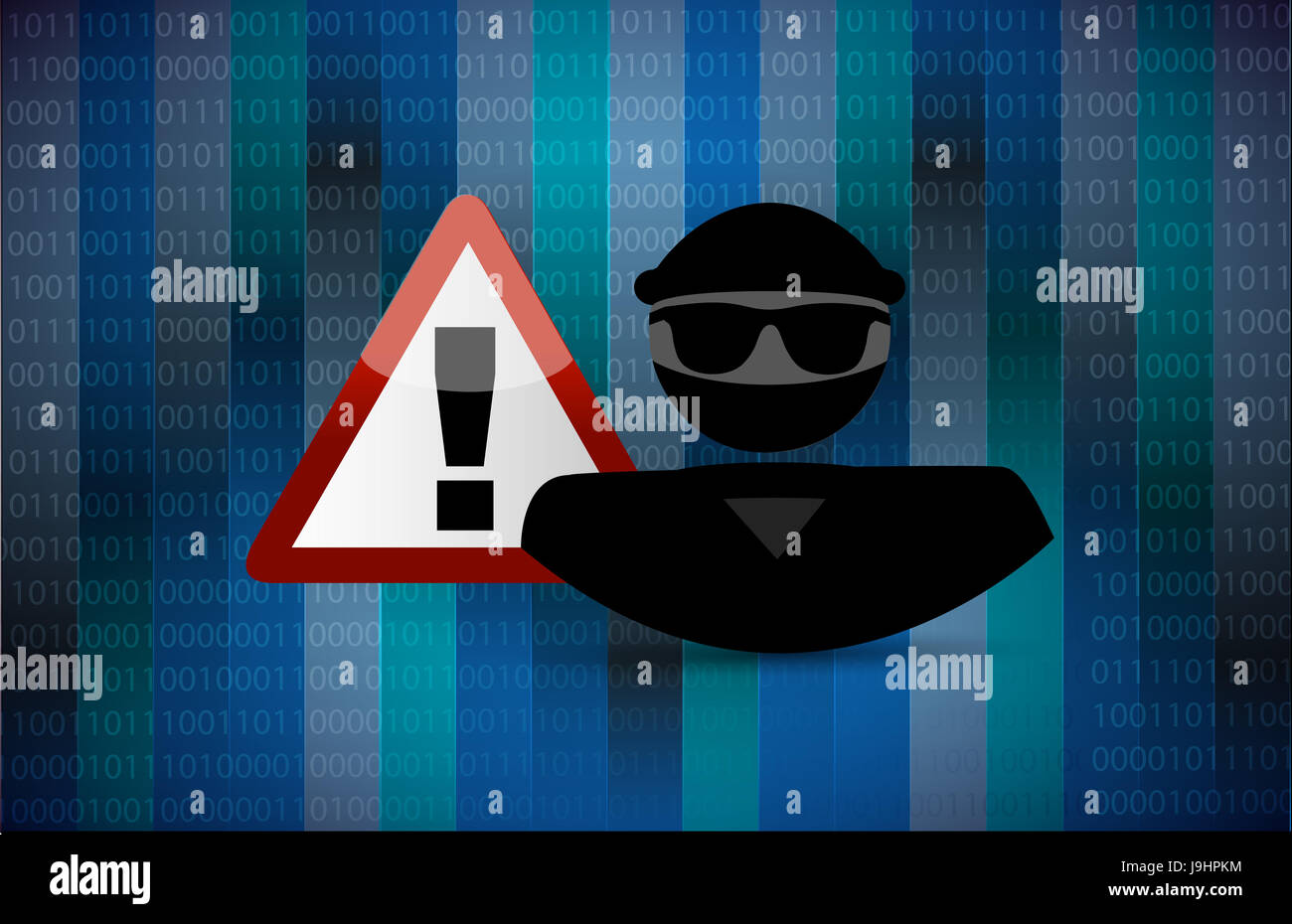 hacker warning. security warning concept over a binary background Stock ...