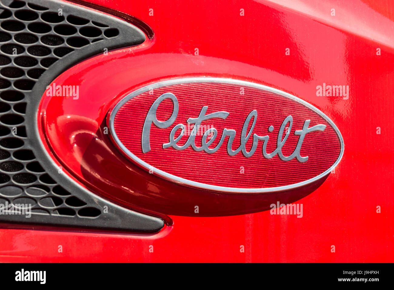 Indianapolis - Circa June 2017: Side badge of a Peterbuilt Big Rig Semi ...