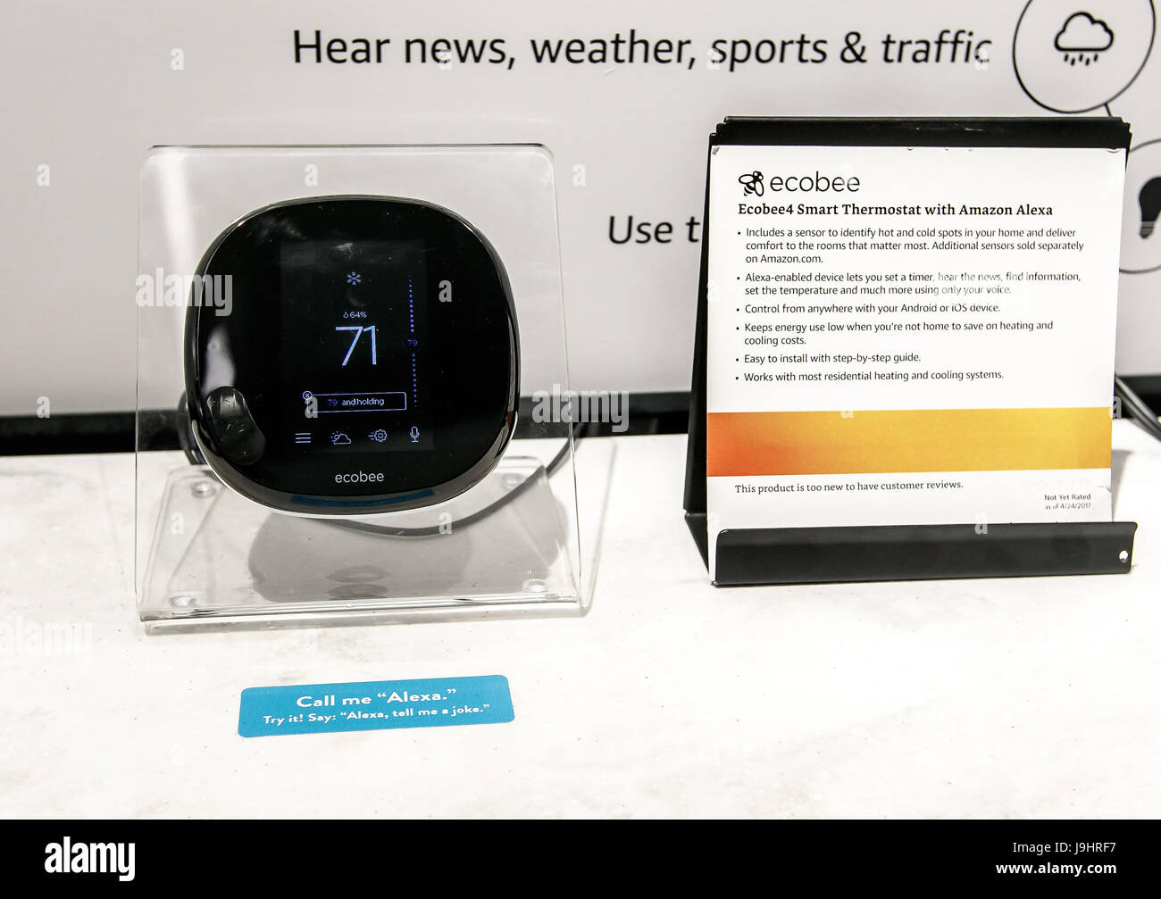 Ecobee - smart thermostat with Amazon Alexa sits on display at a newly ...