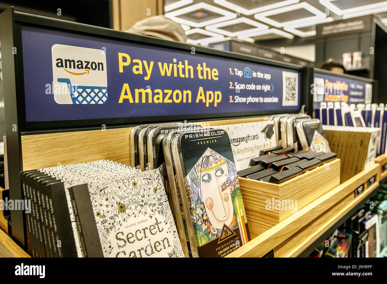 Various merchandise items are put on display in a newly opened Amazon ...