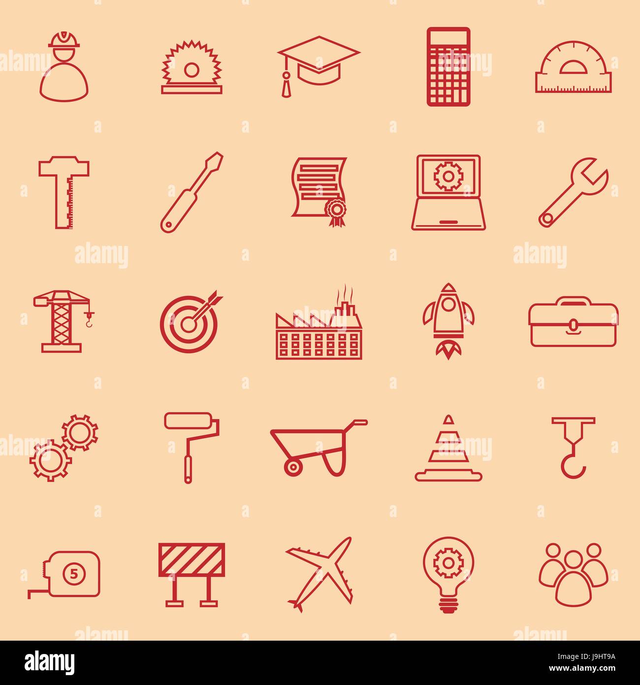 Engineering line color icons on orange background, stock vector Stock ...