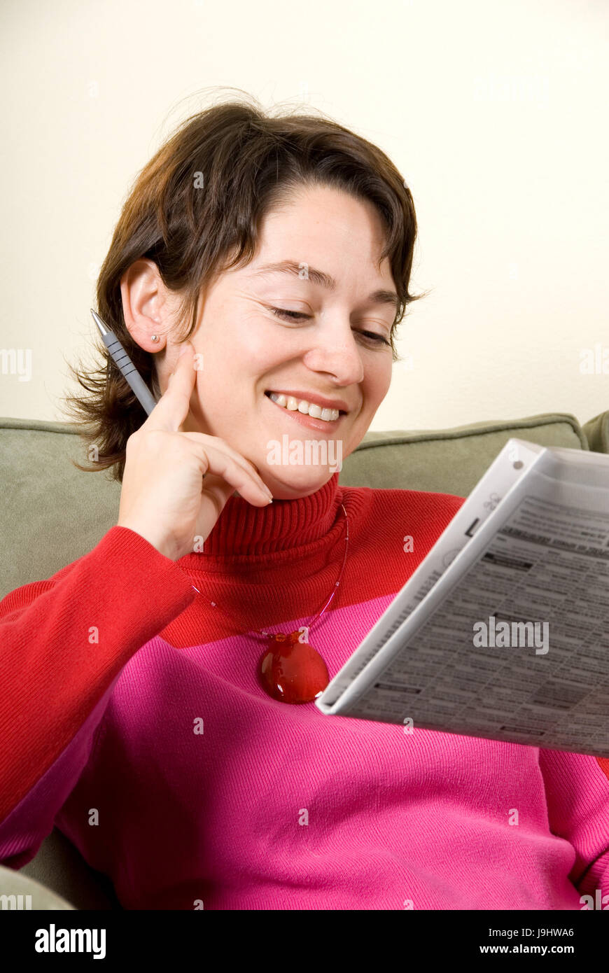 woman, newspaper, journal, cup, humans, human beings, people, folk ...