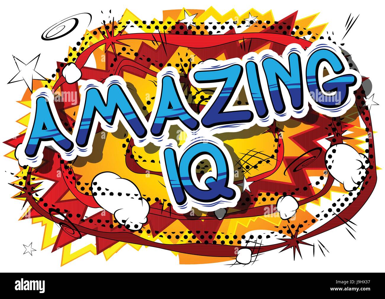 Amazing IQ - Comic book style phrase on abstract background Stock ...