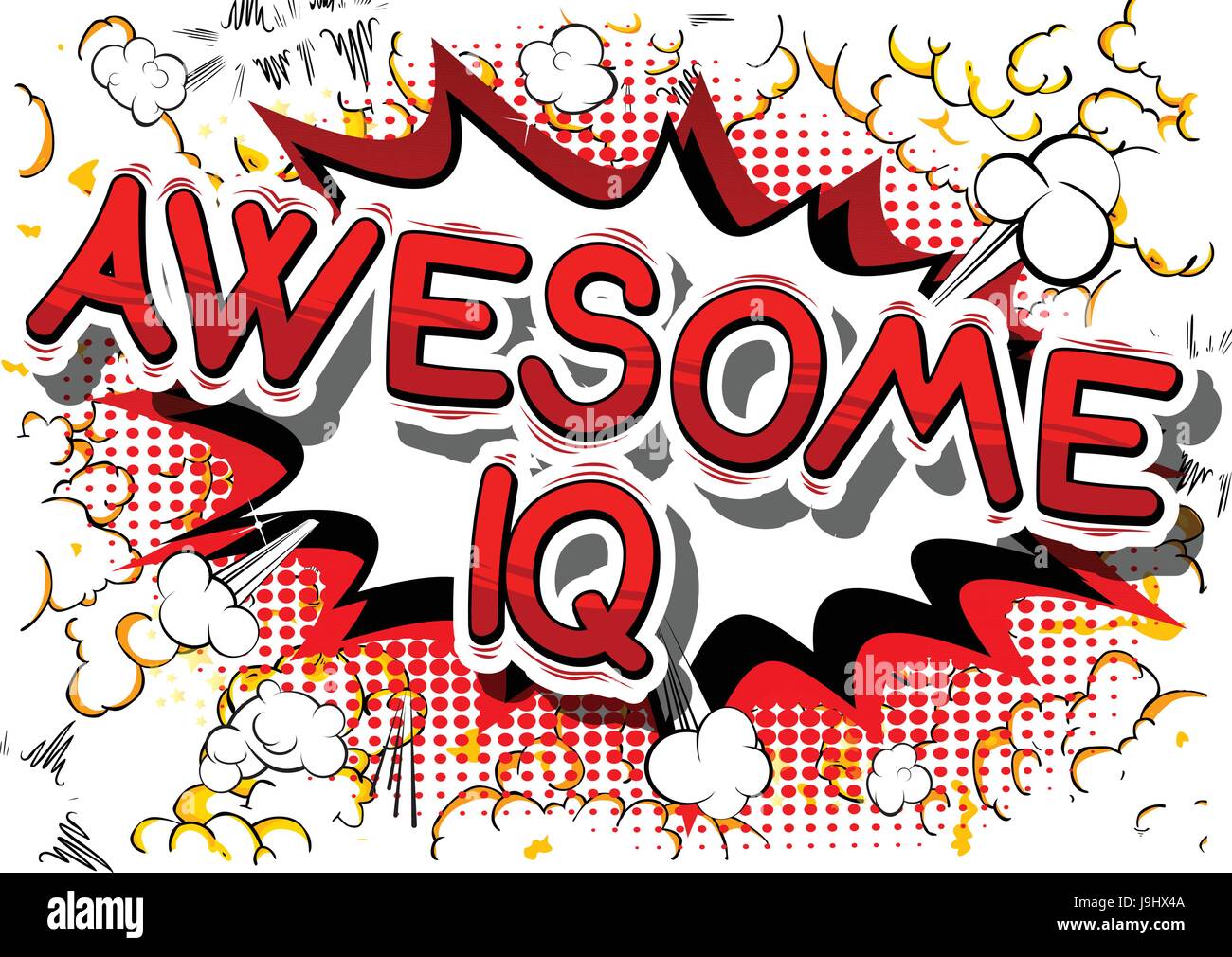 Awesome IQ - Comic book style phrase on abstract background Stock ...