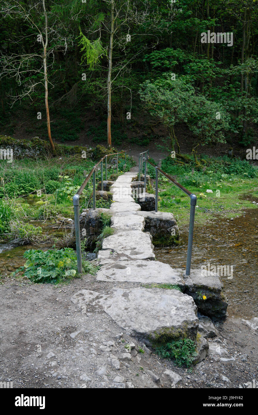 Foot Bridge River Lathkill near Over Haddon in Derbyshire England UK ...