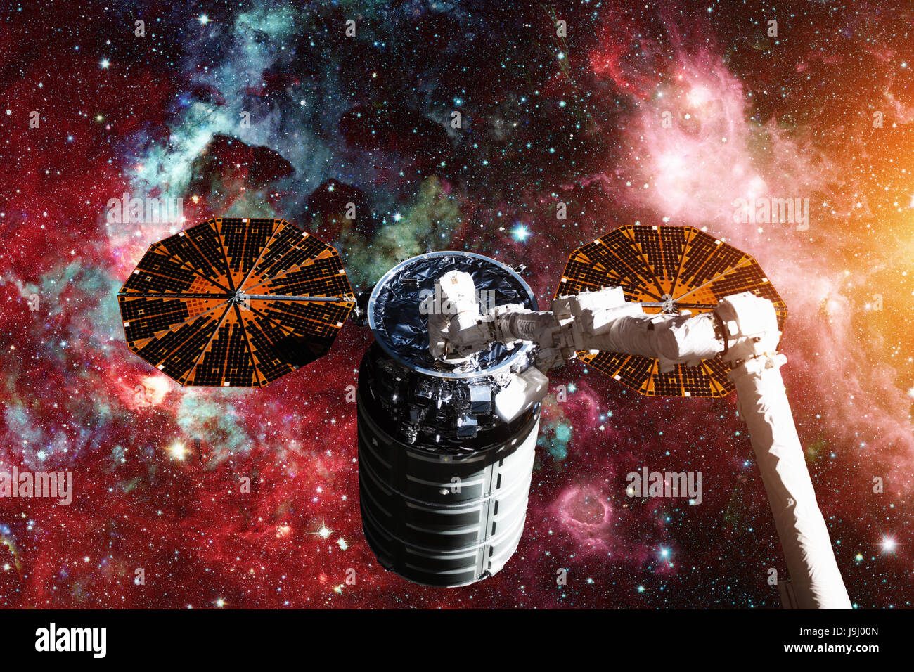Cargo spacecraft - The Automated Transfer Vehicle over spiral galaxy ...