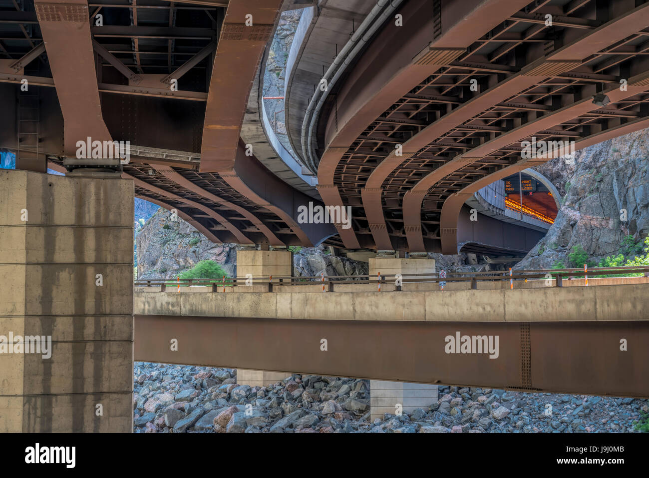 Bridges over Colorado RIver and tunnel of I-70 freeway in Glenwood ...