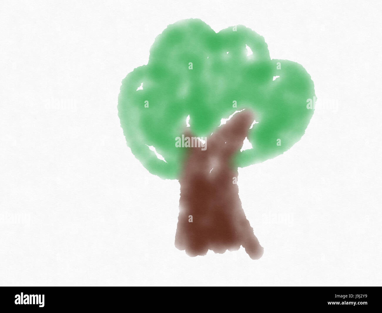 illustration of hand drawn water color tree Stock Photo - Alamy