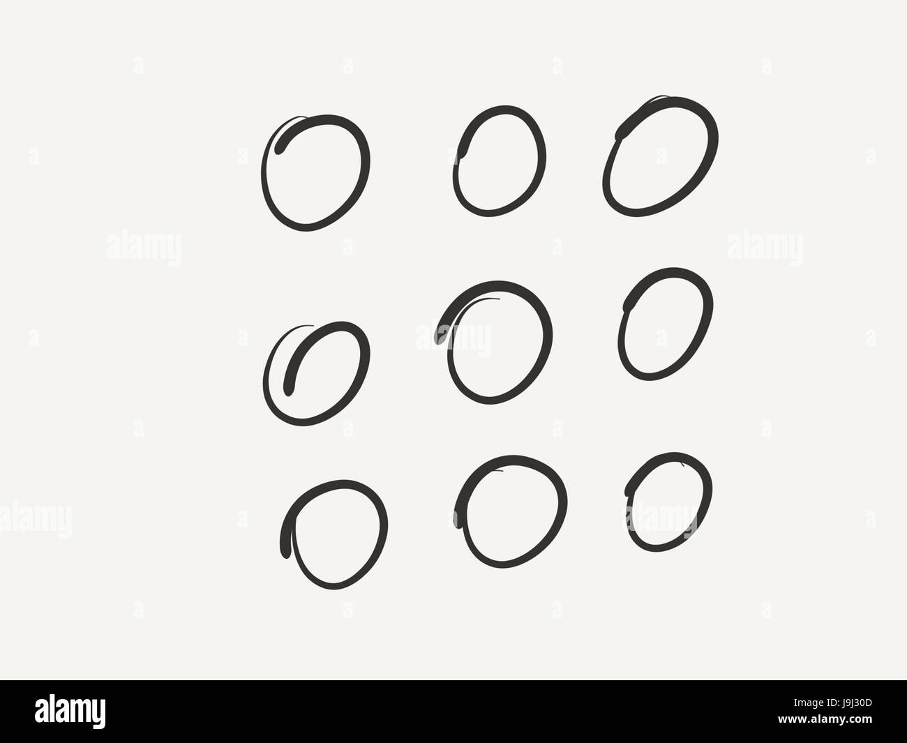 illustration of hand drawn nine circles on white background Stock Photo ...