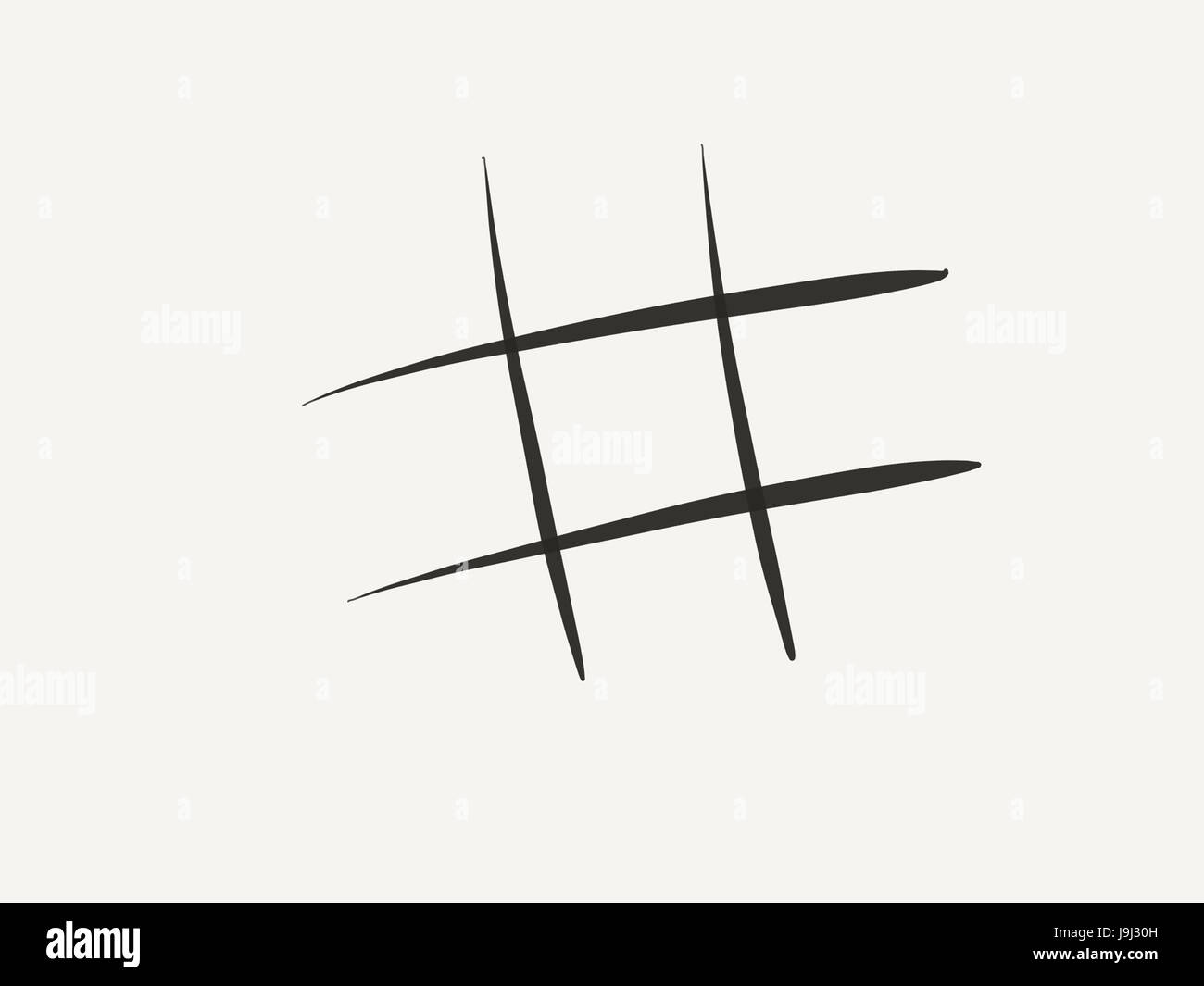 illustration of hand drawn hash tag on white background Stock Photo - Alamy