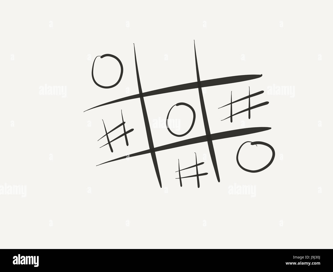illustration of hand drawn tic tac toe on white background Stock Photo ...