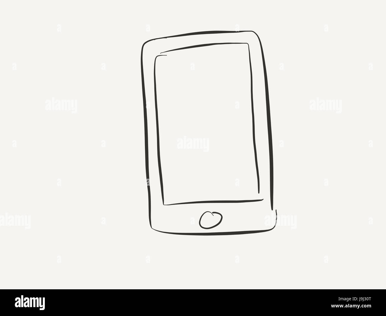 illustration of hand drawn smart phone on white background Stock Photo ...