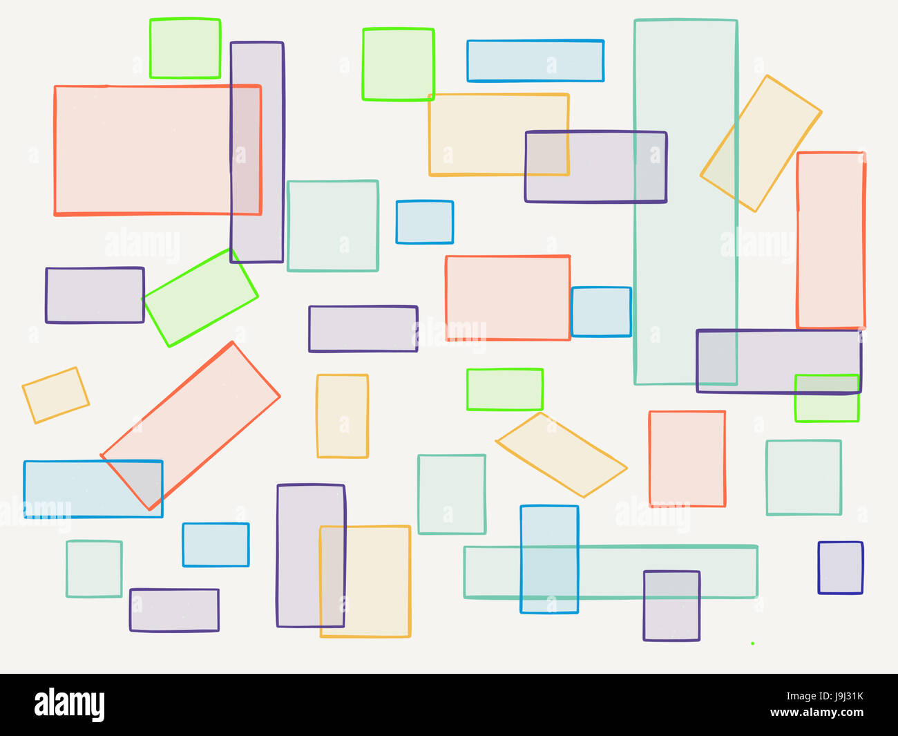 illustration of hand drawn water color squares rectangles colorful ...
