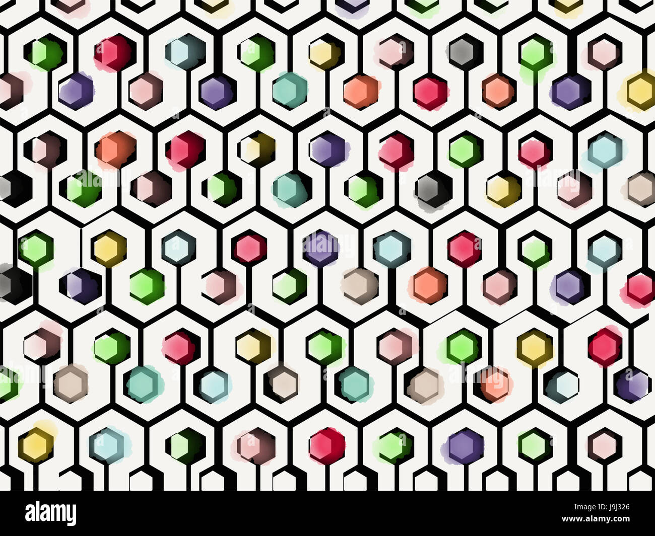 illustration of hand drawn seamless colorful pattern honeycomb Stock ...