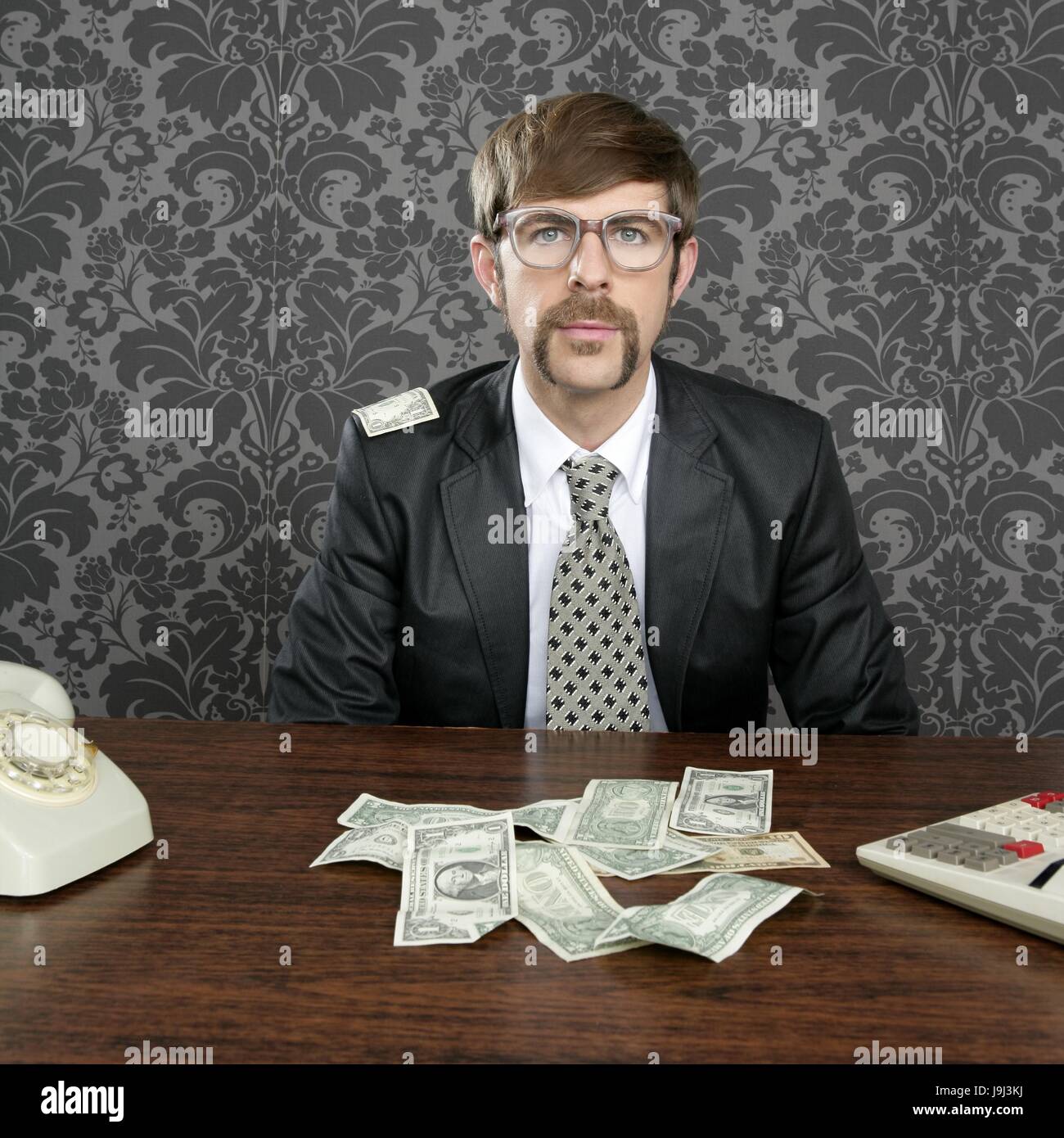 Mustache retro businessman vintage office hi-res stock photography and ...