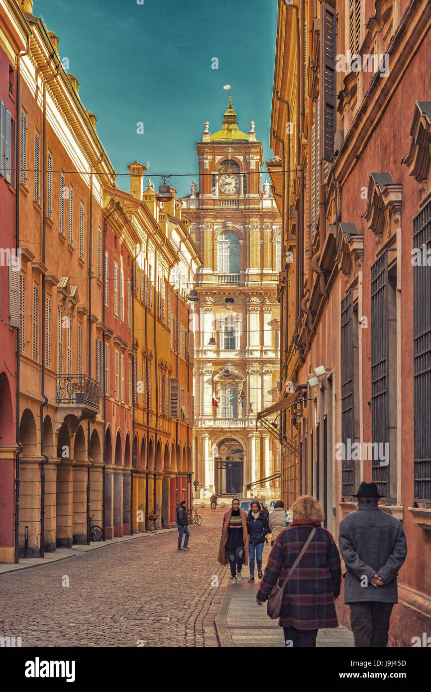 Architecture of the colorful buildings of Modena in Italy Stock Photo ...