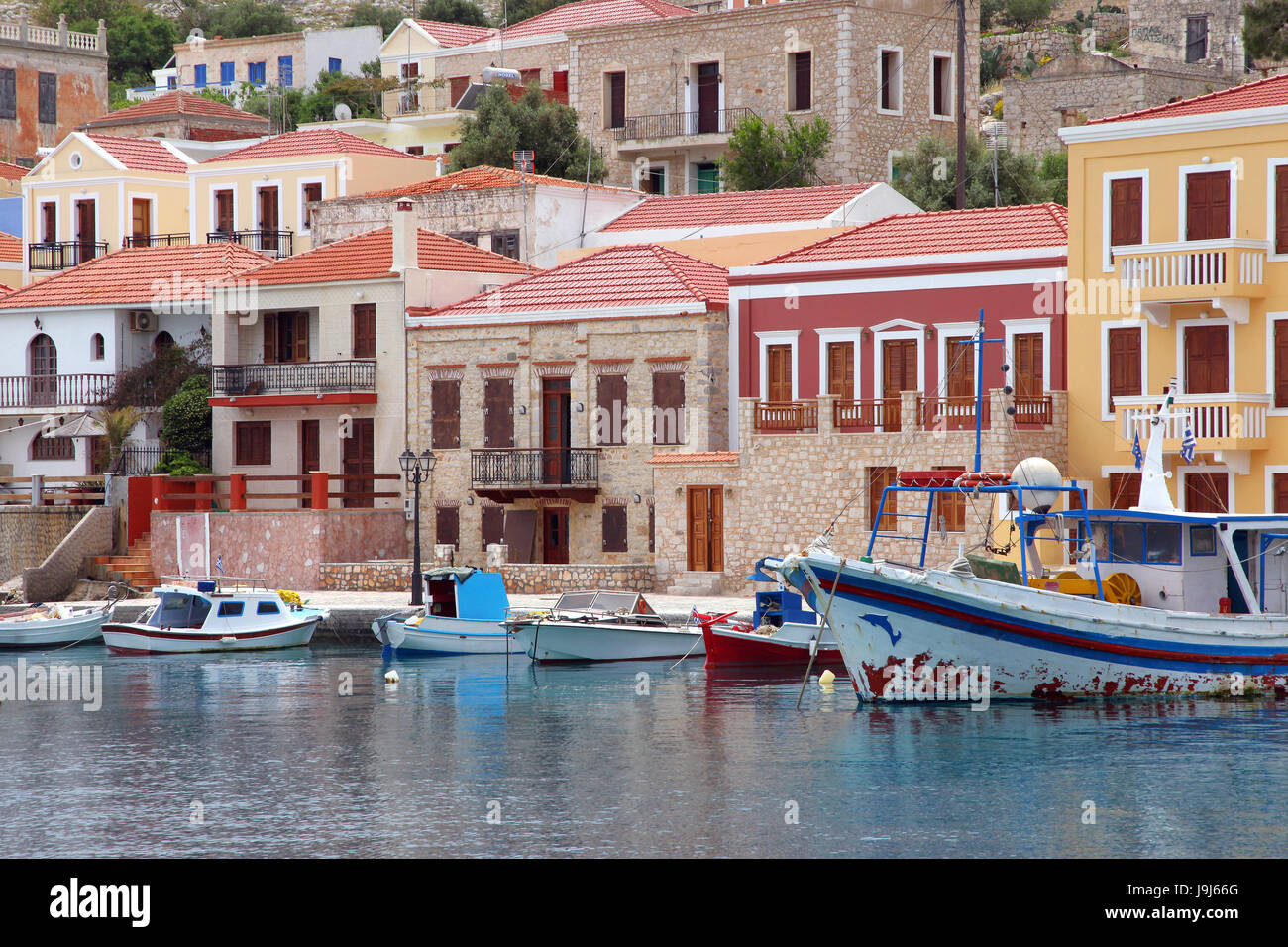 in the port on the island of halki,greece Stock Photo - Alamy