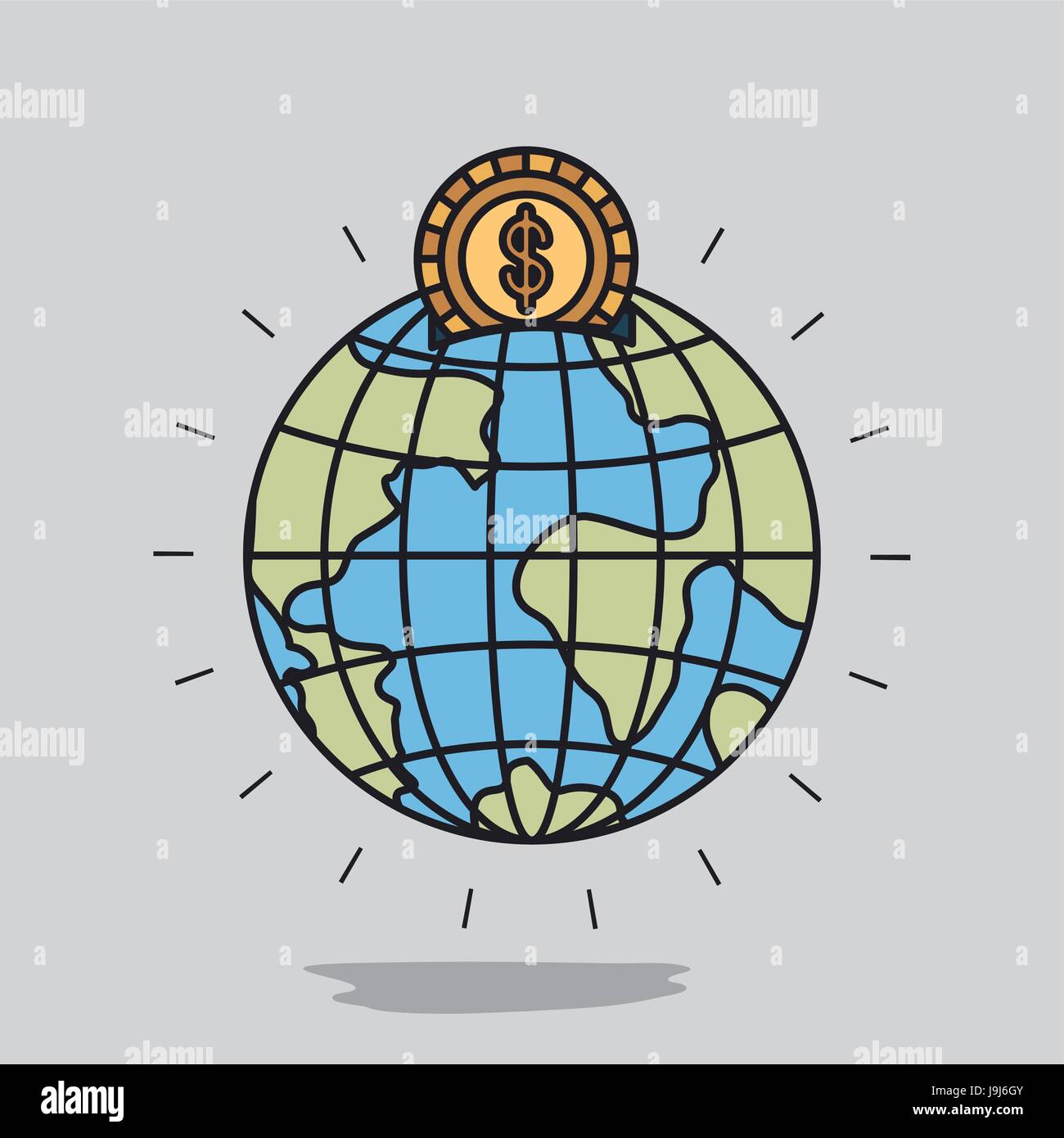 color image background with money box in globe earth world shape with ...