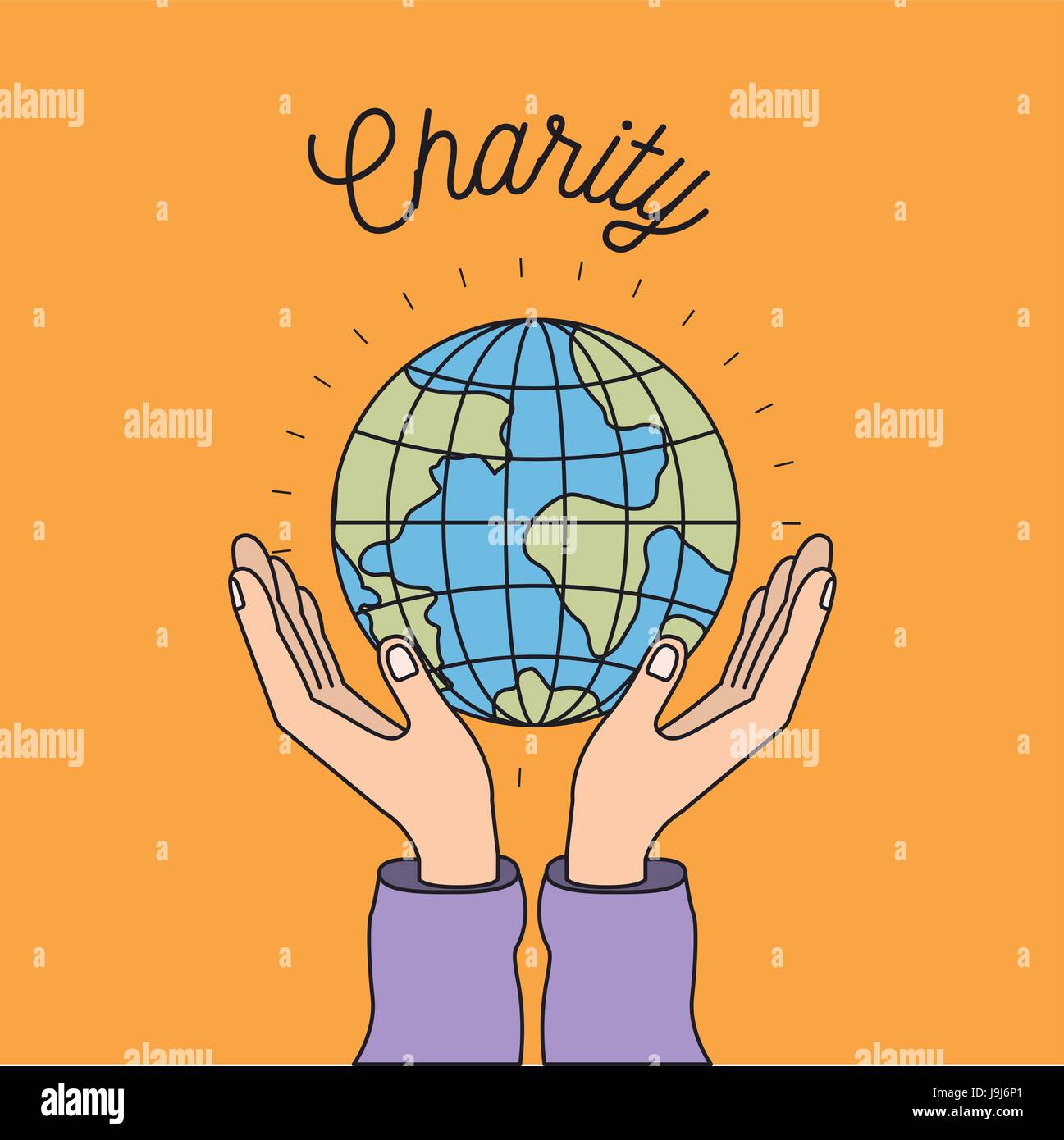 color image background hands with floating earth globe world charity ...