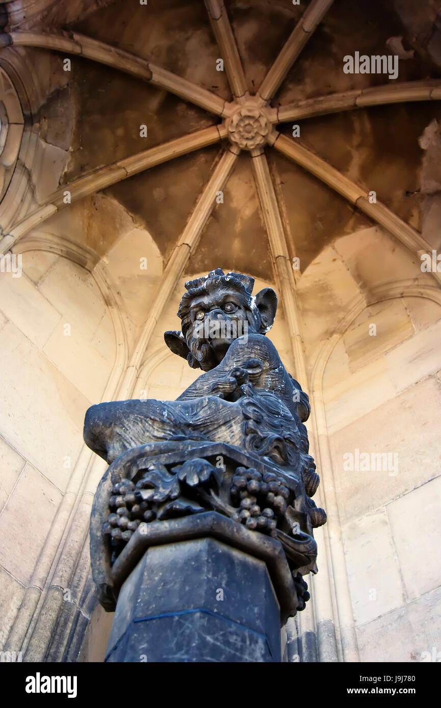 detail, arch, prague, demon, myth, faun, landmark, guardian, detail ...