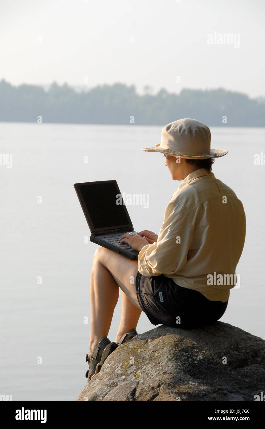 woman, laptop, notebook, computers, computer, laugh, laughs, laughing ...
